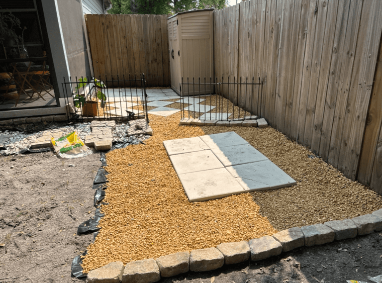 DIY Pea Pebble Patio with Rock Glue — My Full How-To Guide | Stitch and ...